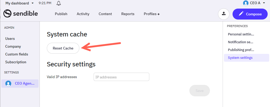 Switch user dashboards – Sendible Support