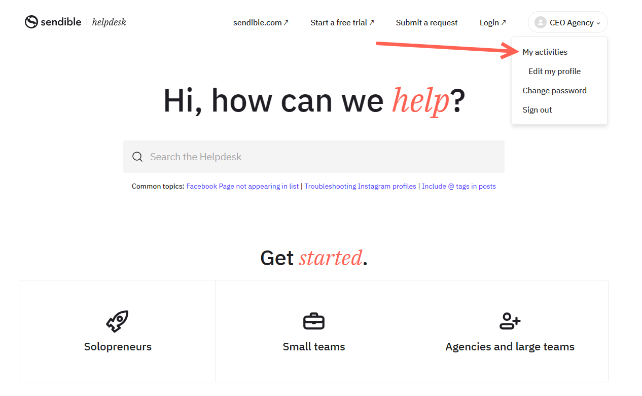 Track your support tickets – Sendible Support