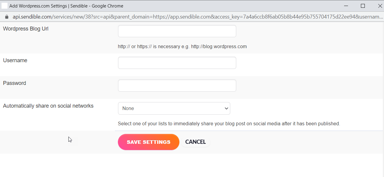 Add A WordPress Blog Sendible Support