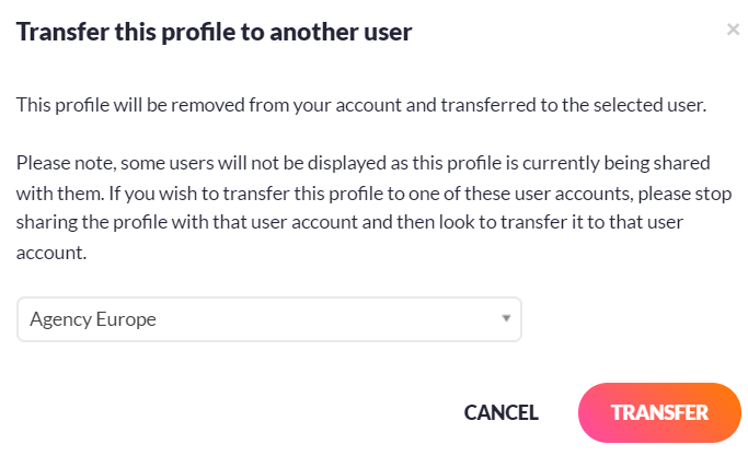 Transfer and share profiles – Sendible Support